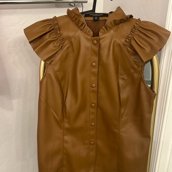 Marc New York | Tops | Marc New York Faux Leather Ruffle Top | Poshmark